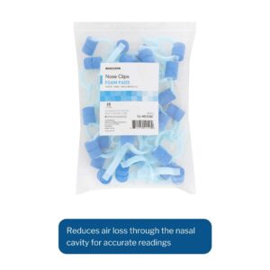 McKesson Nose Clips - Disposable, Plastic and Rubber, Blue, for Spirometry Testing - Comfortable Fit for All Sizes, 25 Count, 1 Pack