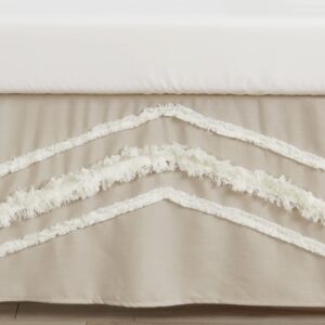 Sweet Jojo Designs Boho Bohemian Boy Girl Baby Crib Bed Skirt Nursery Dust Ruffle - Solid Taupe Beige Ivory Cream Off White Linen Farmhouse Shabby Chic Designer Modern Minimalist Tufted Cotton Neutral