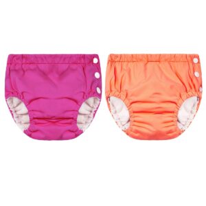 Century Star Baby Reusable Swim Diaper Pool Swimming Diapers for Toddler Boys Girls Washable Swimming Pants B Orange & Pink 2-3T