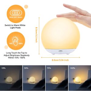 Kids Night Light Baby Night Light with Touch Sensor for Kids, 7 Colors Changing & Dimmable Rechargeable Warm Night Light for Baby Nursery, RGB Bedside Lamps, Nightstand Lamp with Timer Setting