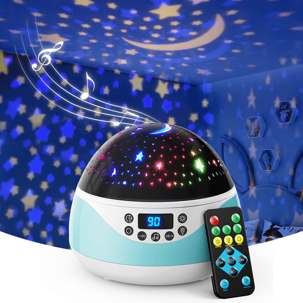 NeasupLife Star Night Light Projector for Kids,Baby Night Light Sensory Lights Starry Stars Projector with Timer & Music & Remote Control,360 ° Rotating,Gifts for 2-5-8-10 Year Old Boys (Blue)