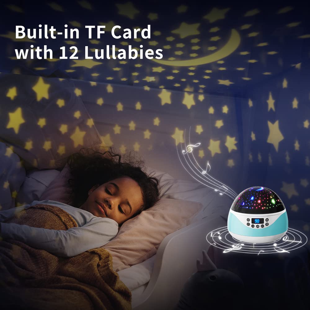 NeasupLife Star Night Light Projector for Kids,Baby Night Light Sensory Lights Starry Stars Projector with Timer & Music & Remote Control,360 ° Rotating,Gifts for 2-5-8-10 Year Old Boys (Blue)