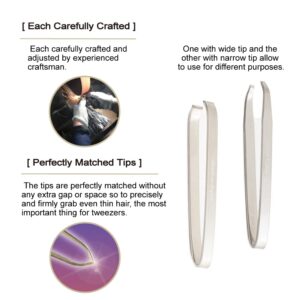 Eyebrow Tweezers [ Made in Japan ] 2 Pieces Set, Professional Hande Made Sharp Tweezers for Men and Women (SK-2)