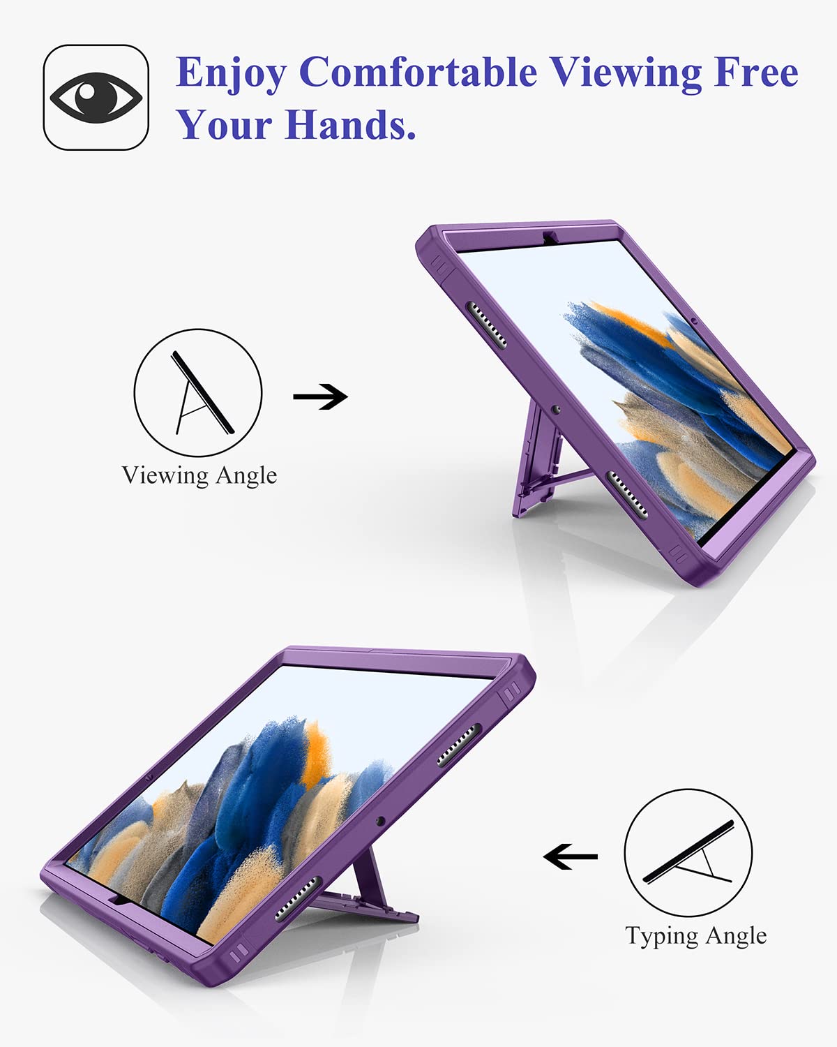 Supveco Case for Samsung Galaxy Tab A8 10.5 Inch 2022 Release, Dual Layer Full Body Shockproof Protective Case with Built-in Screen Protector Cover for Galaxy Tab A8 10.5'' [SM-X200/X205/X207]-Purple