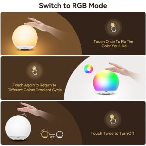 Kids Night Light Baby Night Light with Touch Sensor for Kids, 7 Colors Changing & Dimmable Rechargeable Warm Night Light for Baby Nursery, RGB Bedside Lamps, Nightstand Lamp with Timer Setting