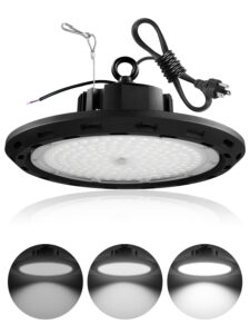 led garage light, 185w 18500lm plug in led shop light, linkable garage light with plug deformable 6 panels, 6500k led garage ceiling lights for garage, warehouse, barn, basement built-in on/off