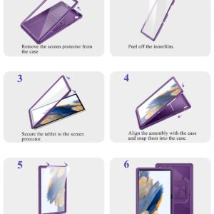 Supveco Case for Samsung Galaxy Tab A8 10.5 Inch 2022 Release, Dual Layer Full Body Shockproof Protective Case with Built-in Screen Protector Cover for Galaxy Tab A8 10.5'' [SM-X200/X205/X207]-Purple