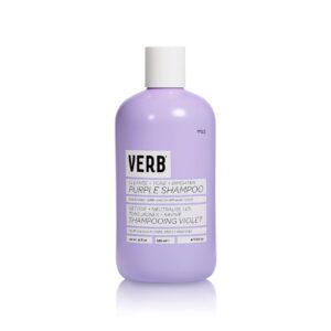 verb purple shampoo - vegan toning shampoo for blonde, grey and silver hair - free of harmful sulfates and paraben - purple color corrector to reduce yellow brassy tones, 12 fl oz