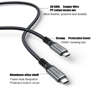 USB C to USB Cable 4 Feet, 240W Thunderbolt 4 Cable 4ft Type-C Thunderbolt 4 Cable Monitor Cable Supports 40Gbps Data Transfer