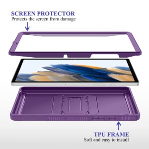 Supveco Case for Samsung Galaxy Tab A8 10.5 Inch 2022 Release, Dual Layer Full Body Shockproof Protective Case with Built-in Screen Protector Cover for Galaxy Tab A8 10.5'' [SM-X200/X205/X207]-Purple