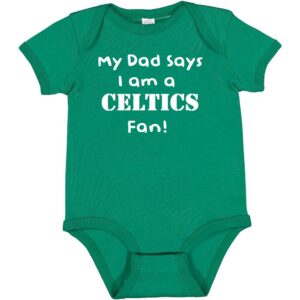 campus originals my dad says i am a boston basketball fan cute baby bodysuit shower gift (6 months)