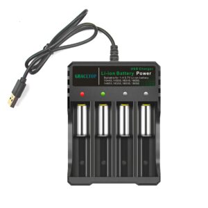 18650 battery charger 4 bay, 18650 charger 2a quick charger for 3.7v rechargeable batteries 18650 17670 16340 14500 10440 battery (not included batteries)