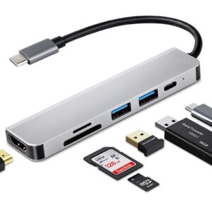 urbanx usb c hub 6 in 1 dongle usb-c to hdmi multiport adapter with 4k hdmi output 3 usb 3.0 ports sd/tf card reader compatible for latitude 7285 lenovo yoga 910 and many more type c devices