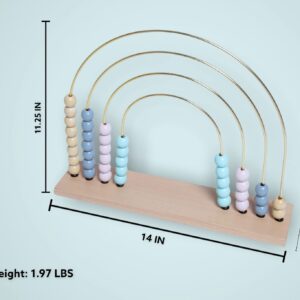 Hoky’s Hut Aesthetic XL Rainbow Abacus 14” x 11.25”- Montessori Toy for 1 Year Old & up 2-in-1 Sensory Toy & Kids Room Decor, Nursery Decor, Kids Bookshelf Decor, Unique or Kids Gifts, Hot Toy