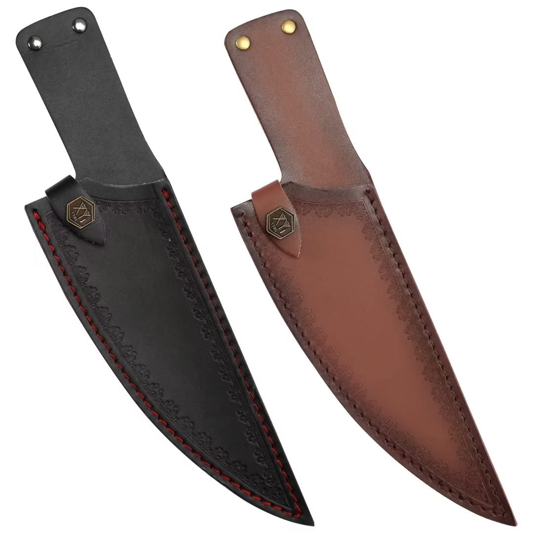 XYJ 2-pieces Set Chef Knife Sleeves Leather Cover Sheath For 8 Inch Kitchen Knives Edge Guard Protector With Belt Loop For Carry Knife(Not Included Knife)