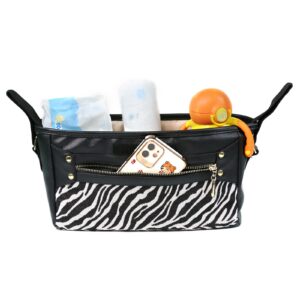 Valleycomfy Universal Stroller Organizer-Parent Console with Insulated Cup Holders-Stroller Caddy with Adjustable Straps Fit For Most Stroller, Zebra