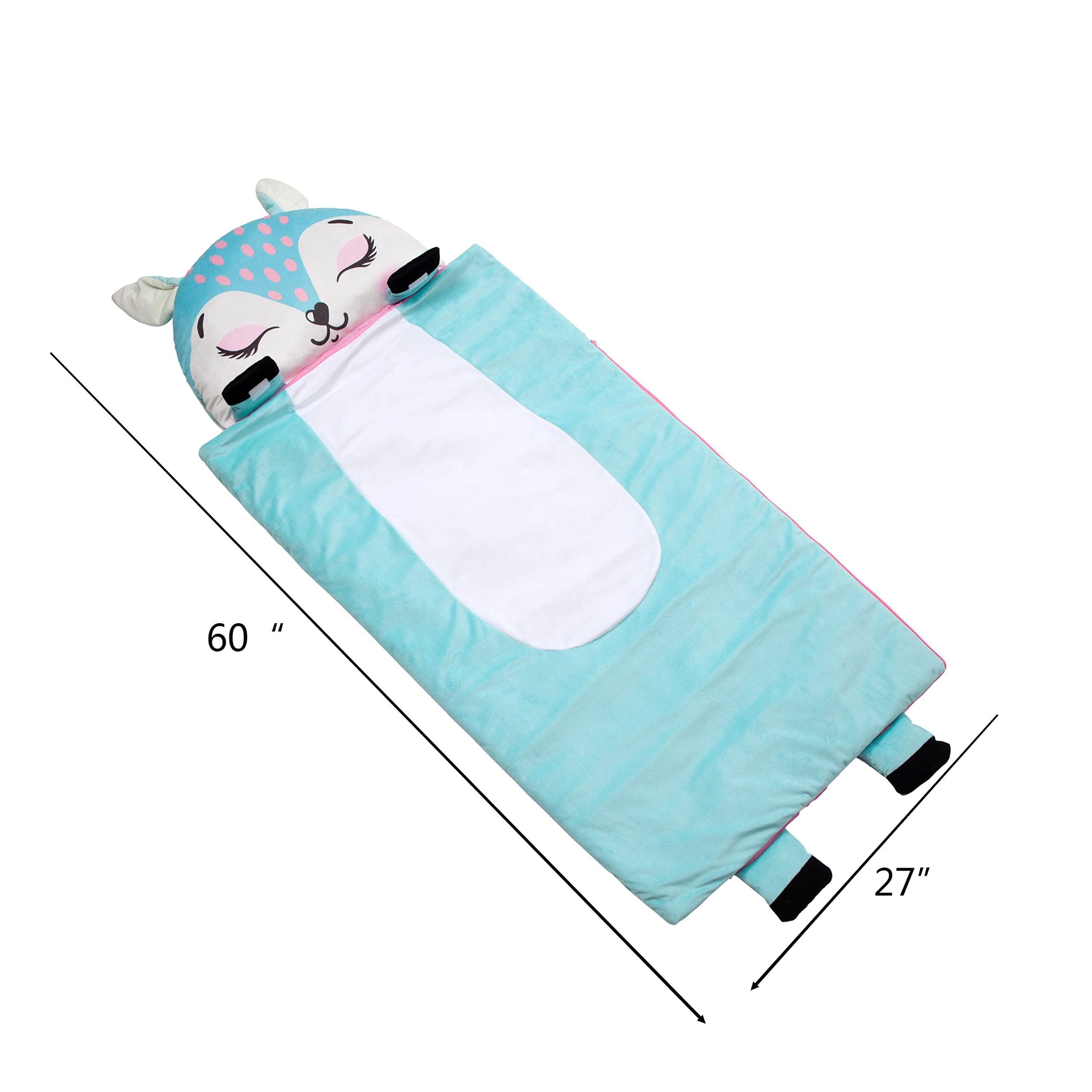 Girl's Nap Buddies Deer Preschool Nap Mat, Toddler Sleeping Bag with Pillow for Daycare, Ages 3+