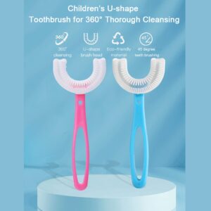 U Shaped Toothbrush l Kids Toothbrushes With Silicone Brush Head - Soft Manual Training Toothbrush, 360° Oral Teeth Cleaning Design for Children, Childrens U Shaped Toothbrush, 4 Pack Kids