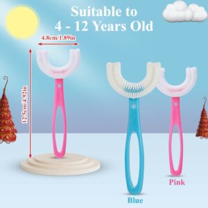 U Shaped Toothbrush l Kids Toothbrushes With Silicone Brush Head - Soft Manual Training Toothbrush, 360° Oral Teeth Cleaning Design for Children, Childrens U Shaped Toothbrush, 4 Pack Kids