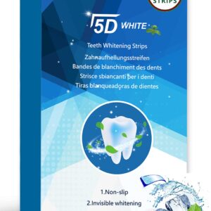 Teeth Whitening Strips, Enamel Safe White Teeth Whitening Kit, 5D Teeth Whitener for Sensitive Teeth Whitening, 30-Minute Express Whiting, Non-Toxic, 14 Pcs 7 Treatment (Each with 1 Upper / 1 Lower)