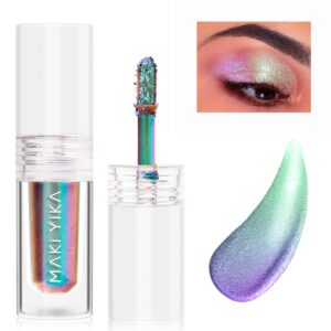 maki yika glitter liquid eyeshadow, chameleon metallic eyeshadow multicolor shifting, highly pigmented, long lasting with no creasing multichrome holographic eye looks (#6 aurora)