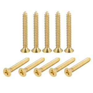 uxcell brass wood screws, m5x40mm phillips flat head self tapping connector for door hinges, wooden furniture, home appliances 32pcs