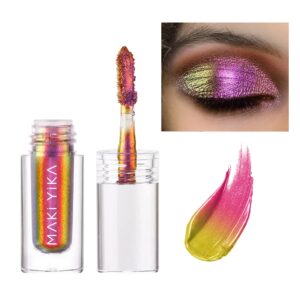 maki yika glitter eyeshadow rose pink liquid multichrome eyeshadows long lasting, metallic chameleon eye shadow smudgeproof holographic multi-dimensional eye looks (#5 moonbow)