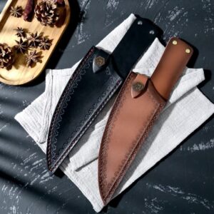 XYJ 2-pieces Set Chef Knife Sleeves Leather Cover Sheath For 8 Inch Kitchen Knives Edge Guard Protector With Belt Loop For Carry Knife(Not Included Knife)