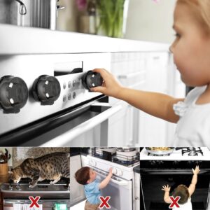 Stove Knob Covers for Child Safety (5+1 Pack) Large Universal Size and Double-Key Design Oven Knob Covers for Child Safety with Double-Sided Tape Gas Stove Knob Covers for Babies and Pets Black View