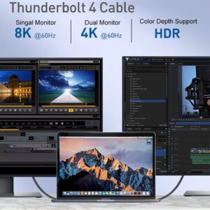 USB C to USB Cable 4 Feet, 240W Thunderbolt 4 Cable 4ft Type-C Thunderbolt 4 Cable Monitor Cable Supports 40Gbps Data Transfer