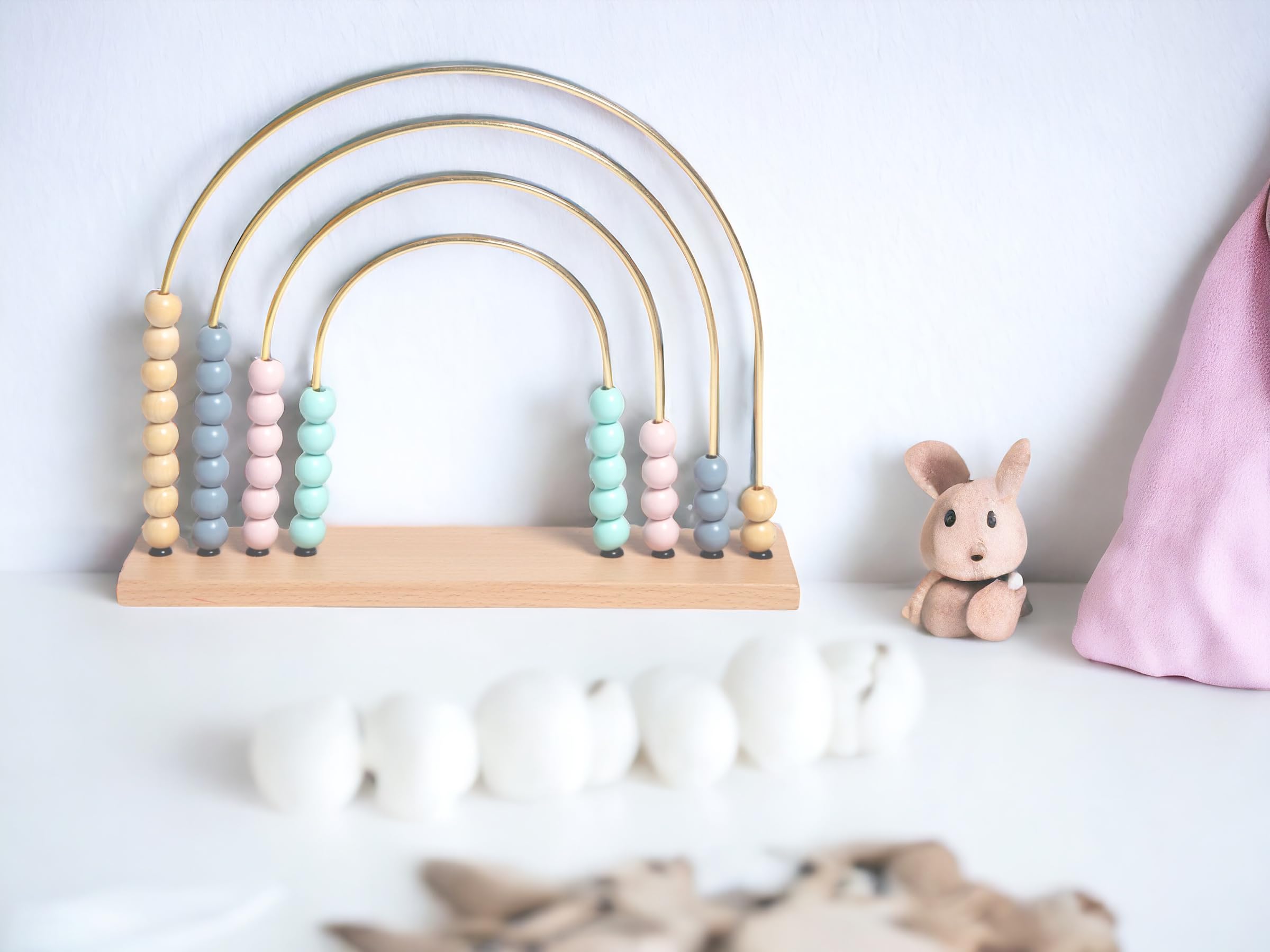 Hoky’s Hut Aesthetic XL Rainbow Abacus 14” x 11.25”- Montessori Toy for 1 Year Old & up 2-in-1 Sensory Toy & Kids Room Decor, Nursery Decor, Kids Bookshelf Decor, Unique or Kids Gifts, Hot Toy