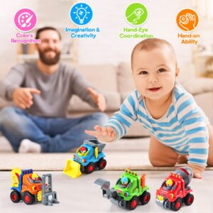 6PACK Baby Toy Cars for 1 Year Old Boy Construction Vehicle Friction Powered Cars Toddler Toys for 1 2 3 Year Old Boy Push & Go Cars Toy Trucks for Toddlers 1-3 Baby Toys 12-18 Months Boys Girl Gift