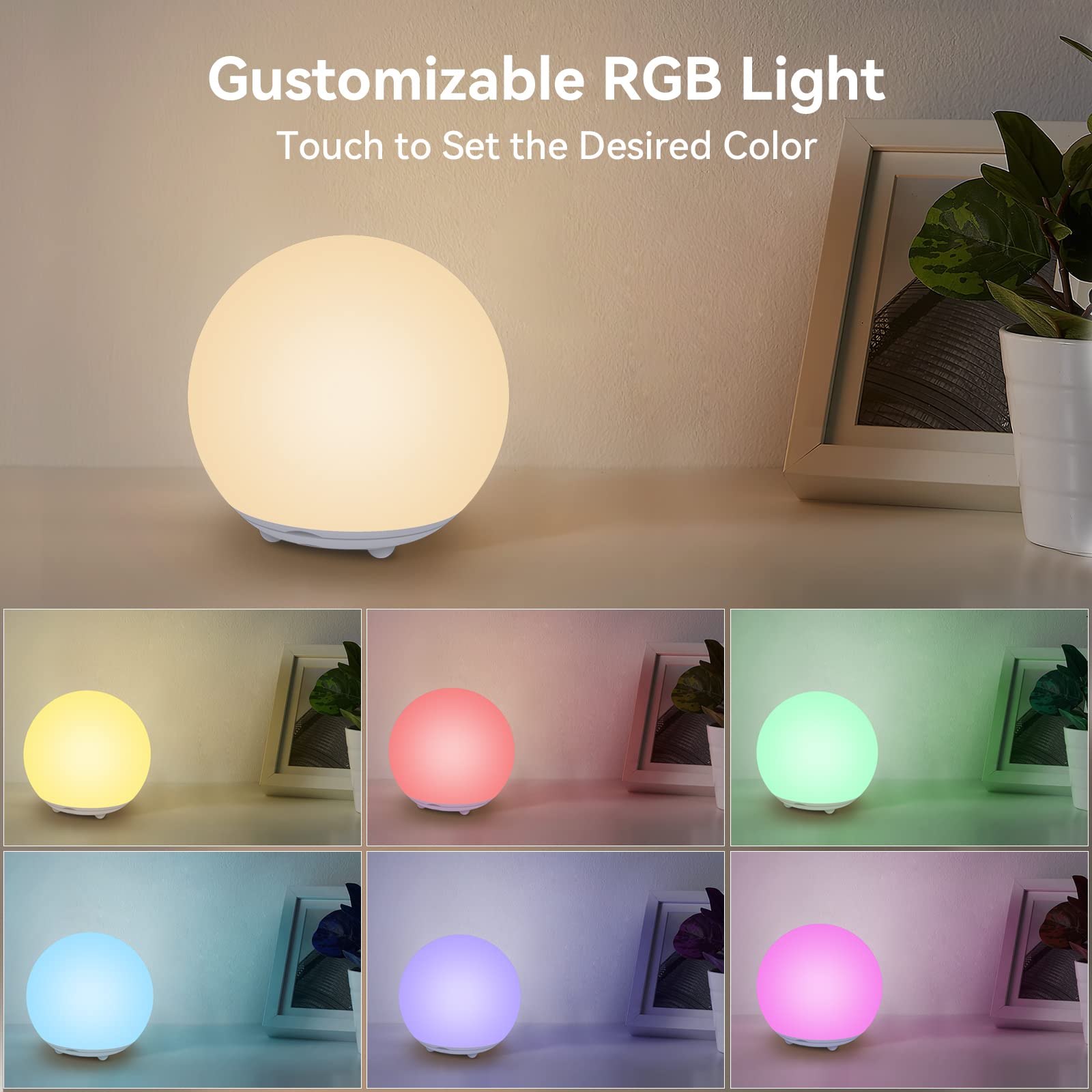 Kids Night Light Baby Night Light with Touch Sensor for Kids, 7 Colors Changing & Dimmable Rechargeable Warm Night Light for Baby Nursery, RGB Bedside Lamps, Nightstand Lamp with Timer Setting