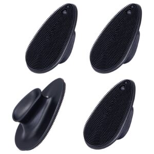 4 pack silicone face scrubber, beomeen facial cleansing brush soft silicone facial exfoliation and massage brush blackhead scrubber for men and women (black)