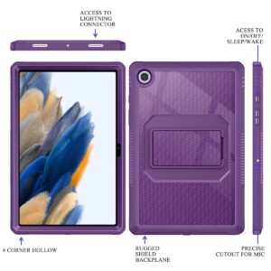 Supveco Case for Samsung Galaxy Tab A8 10.5 Inch 2022 Release, Dual Layer Full Body Shockproof Protective Case with Built-in Screen Protector Cover for Galaxy Tab A8 10.5'' [SM-X200/X205/X207]-Purple