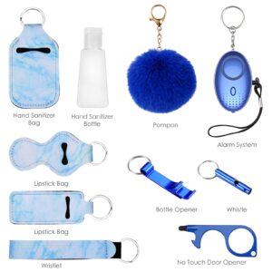 Criacr 10PCS Safety Keychain Set for Women with Personal Safety Alarm, Kids Protection Keychain with Pom Pom and Whistle