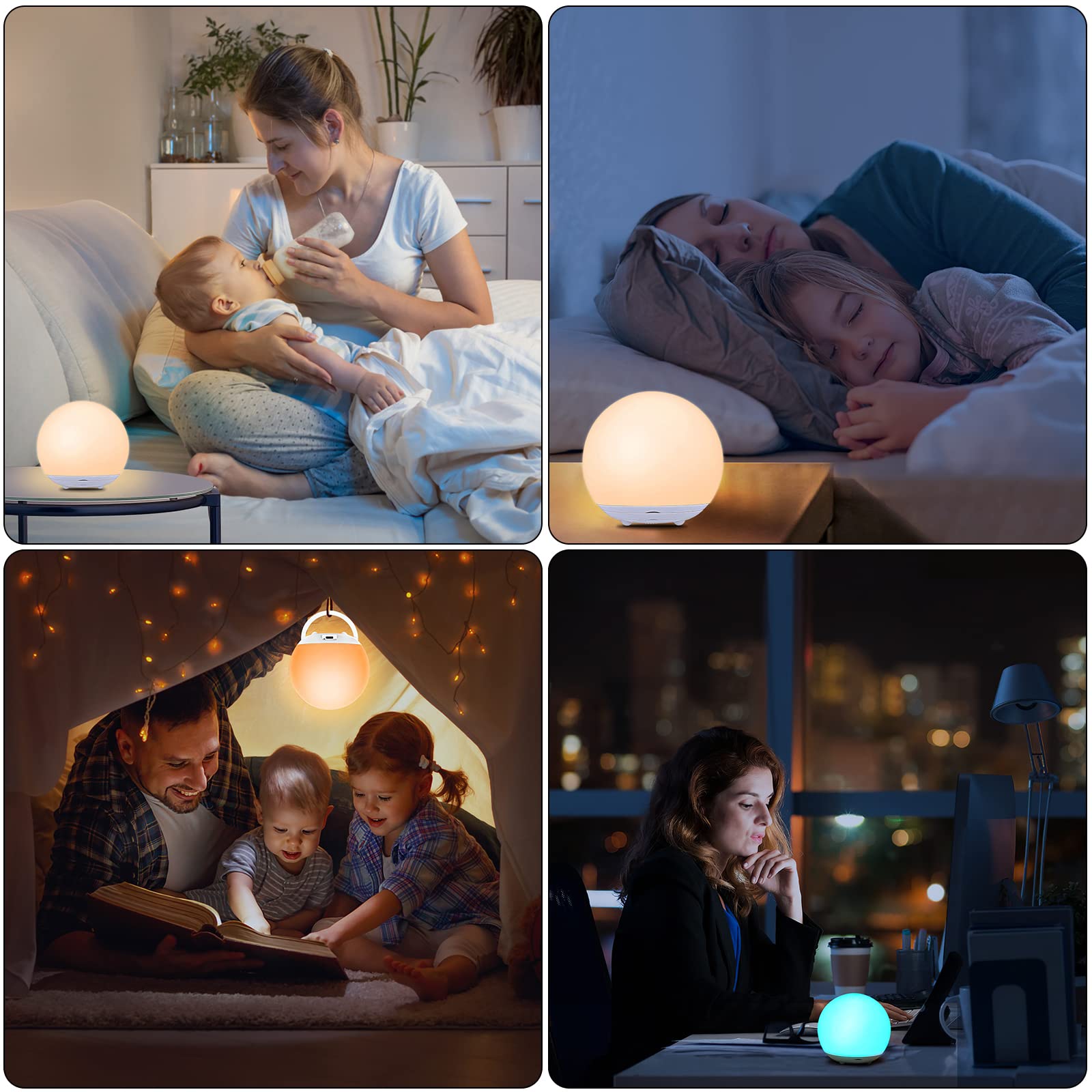 Kids Night Light Baby Night Light with Touch Sensor for Kids, 7 Colors Changing & Dimmable Rechargeable Warm Night Light for Baby Nursery, RGB Bedside Lamps, Nightstand Lamp with Timer Setting