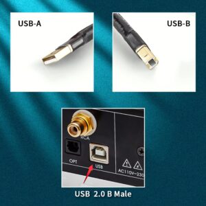 Tertullus HiFi USB 2.0 Cable USB A to USB B Digital Audio Cable Audiophile Cable (1m/3.28ft)