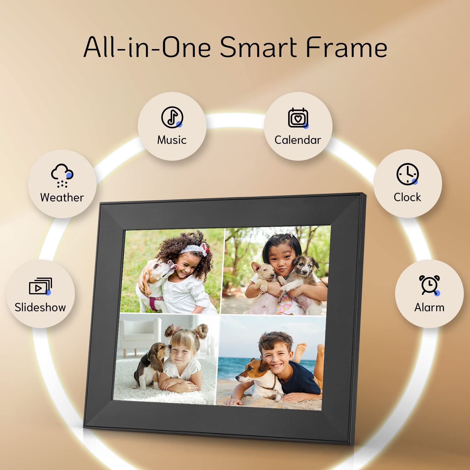 NexFoto 32GB Smart WiFi Digital Picture Frame, Electronic Photo Frame with IPS Touch Screen, Instantly Share Photos Videos via App, Motion Sensor, Gift for Grandparents