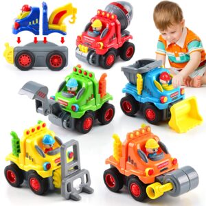 6pack baby toy cars for 1 year old boy construction vehicle friction powered cars toddler toys for 1 2 3 year old boy push & go cars toy trucks for toddlers 1-3 baby toys 12-18 months boys girl gift