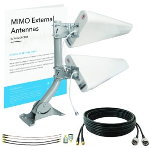 waveform 2x2 mimo log periodic outdoor antenna kit | for t-mobile, at&t, & verizon 4g lte & 5g cellular modems, routers, gateways & hotspots | kit w/ 30ft rs240 sma cable, u.fl & ts9 adapters