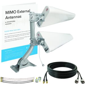 Waveform 2x2 MIMO Log Periodic Outdoor Antenna Kit | for T-Mobile, AT&T, & Verizon 4G LTE & 5G Cellular Modems, Routers, Gateways & Hotspots | Kit w/ 30ft RS240 SMA Cable, U.FL & TS9 Adapters