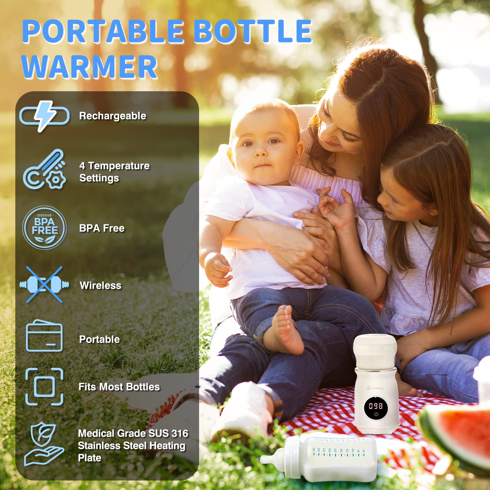 Little Bo Baby Portable Bottle Warmer Set Travel Bottle Warmer for Breastmilk and Formula Bottle Warmer