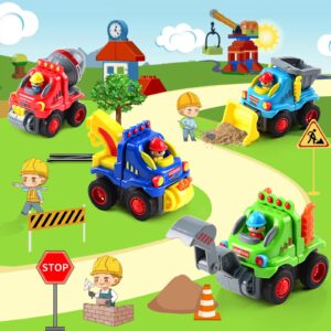 6PACK Baby Toy Cars for 1 Year Old Boy Construction Vehicle Friction Powered Cars Toddler Toys for 1 2 3 Year Old Boy Push & Go Cars Toy Trucks for Toddlers 1-3 Baby Toys 12-18 Months Boys Girl Gift