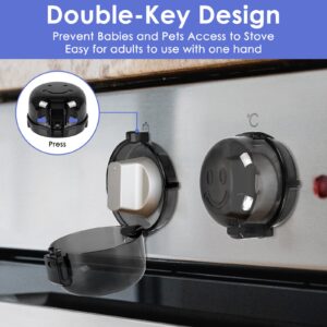 Stove Knob Covers for Child Safety (5+1 Pack) Large Universal Size and Double-Key Design Oven Knob Covers for Child Safety with Double-Sided Tape Gas Stove Knob Covers for Babies and Pets Black View