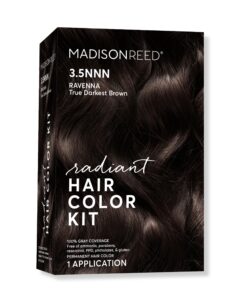 madison reed radiant hair color kit, darkest brown for 100% gray coverage of resistant gray hair, ammonia-free, 3.5nnn ravenna brown, permanent hair dye, pack of 1