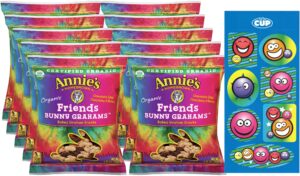 annie's organic friends bunny grahams, 1.25 oz (pack of 10) with by the cup stickers