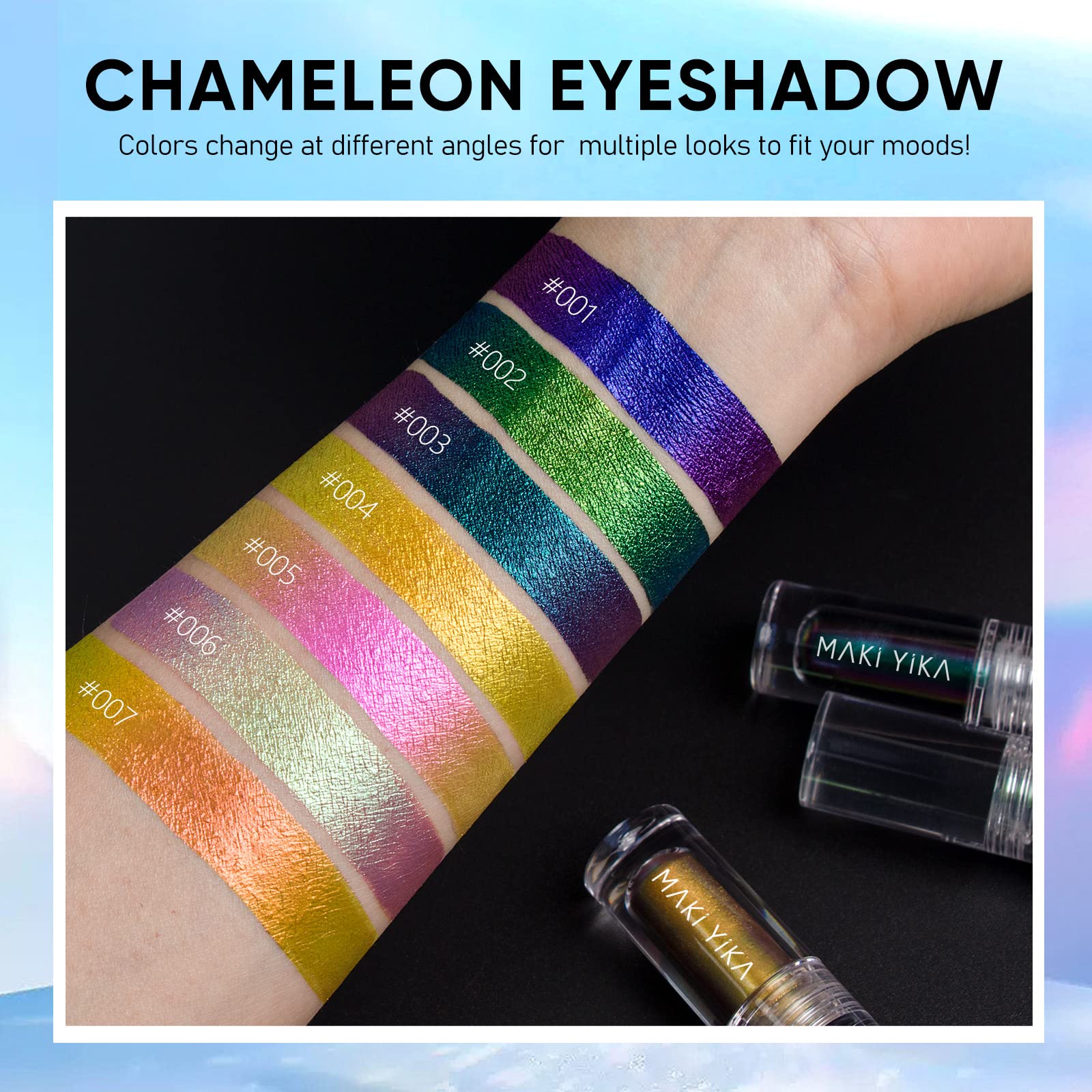 MAKI YIKA Glitter Liquid Eyeshadow, Chameleon Metallic Eyeshadow MultiColor Shifting, Highly Pigmented, Long Lasting With No Creasing Multichrome Holographic Eye Looks (#6 Aurora)