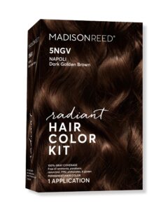 madison reed radiant hair color kit, dark golden brown for 100% gray coverage, ammonia-free, 5ngv napoli brown, permanent hair dye, pack of 1