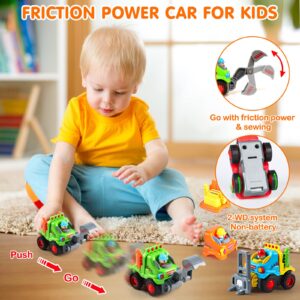 6PACK Baby Toy Cars for 1 Year Old Boy Construction Vehicle Friction Powered Cars Toddler Toys for 1 2 3 Year Old Boy Push & Go Cars Toy Trucks for Toddlers 1-3 Baby Toys 12-18 Months Boys Girl Gift